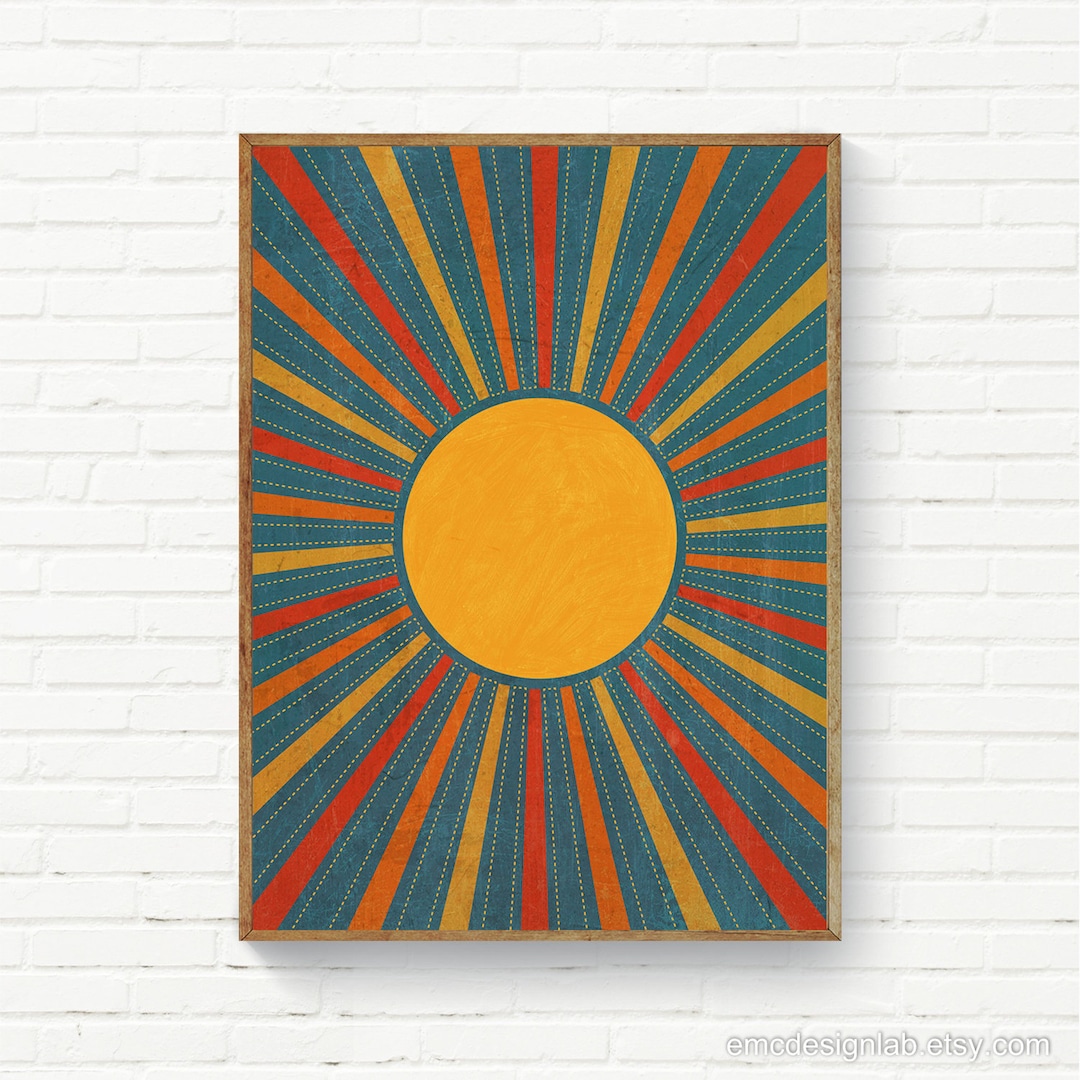 Abstract Sunburst Print Vintage Sunburst Wall Decor Red - Etsy