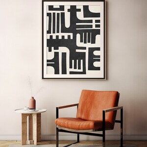 Black & White Abstract Geometric Artwork Off-white Light Cream Black ...
