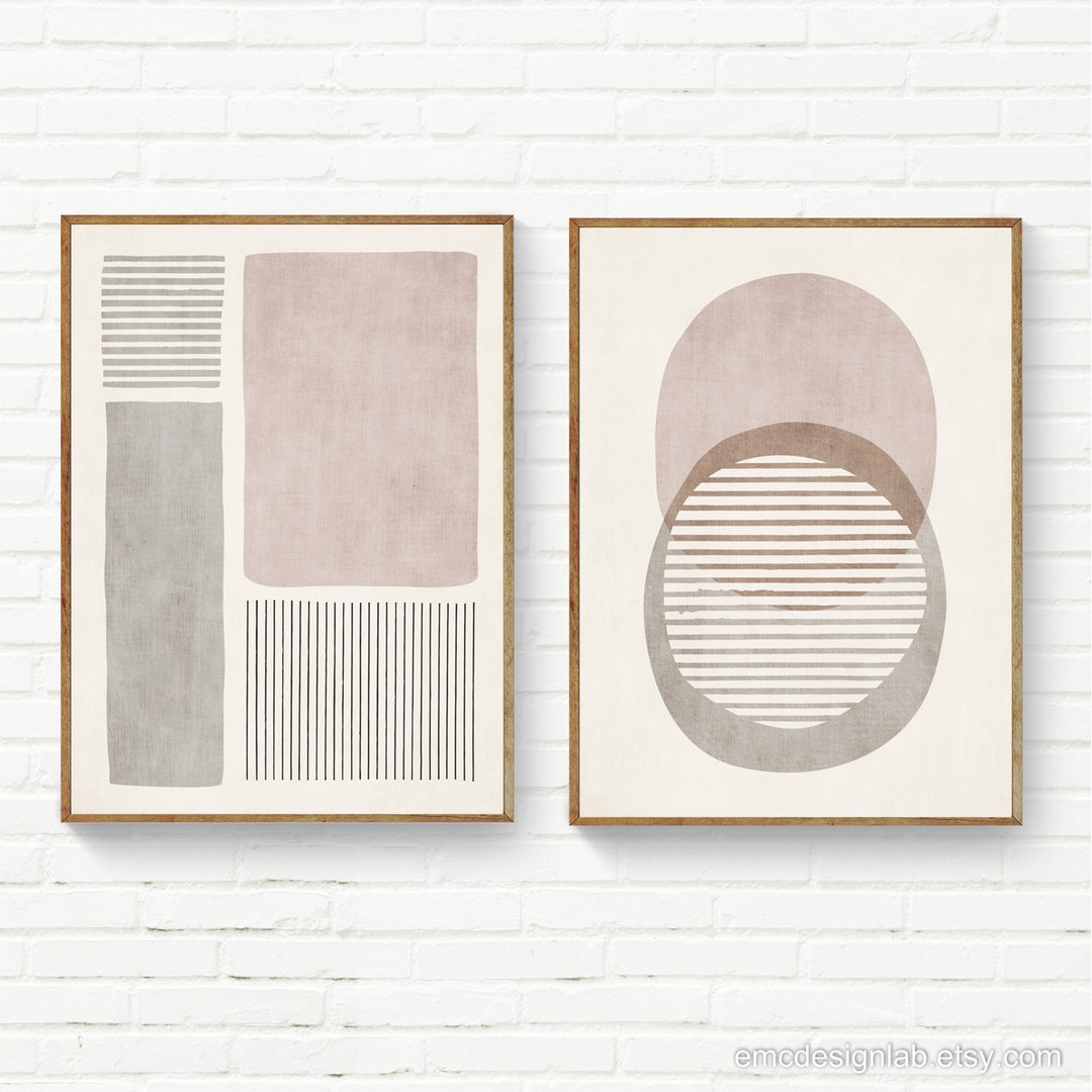 Blush Beige Minimalist Print Set of 2, Minimal Wall Art, Neutral ...