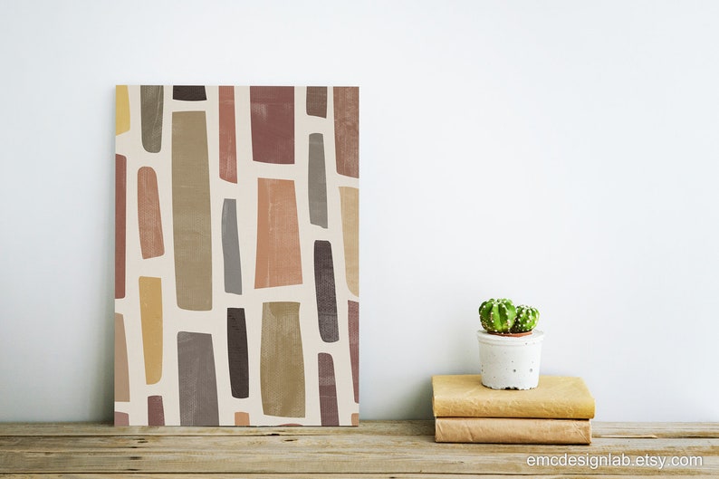 Rectangular Abstract Wall Art Rectangular Organic Shapes | Etsy