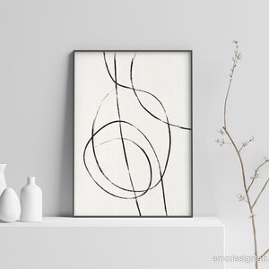 Abstract Large Size Line Art, Minimalist Printable Line Art, Mid ...