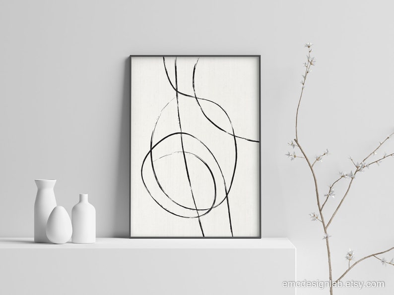 Abstract Large Size Line Art, Minimalist Printable Line Art, Mid ...