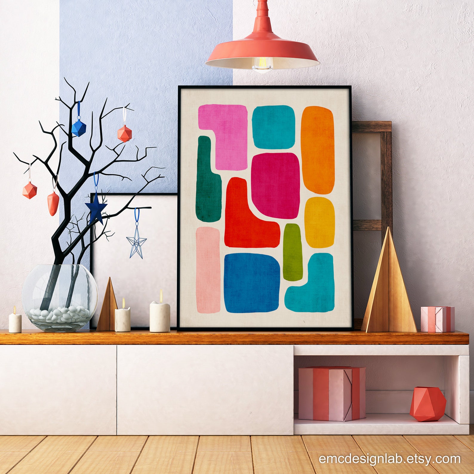 Colorful Abstract Shapes Print Colorful Wall Art Vibrant - Etsy