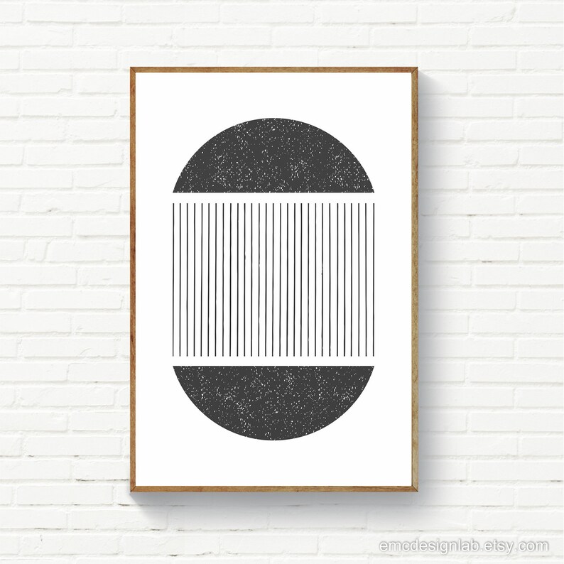 Minimalist Digital Woodblock Print Black & White Print - Etsy