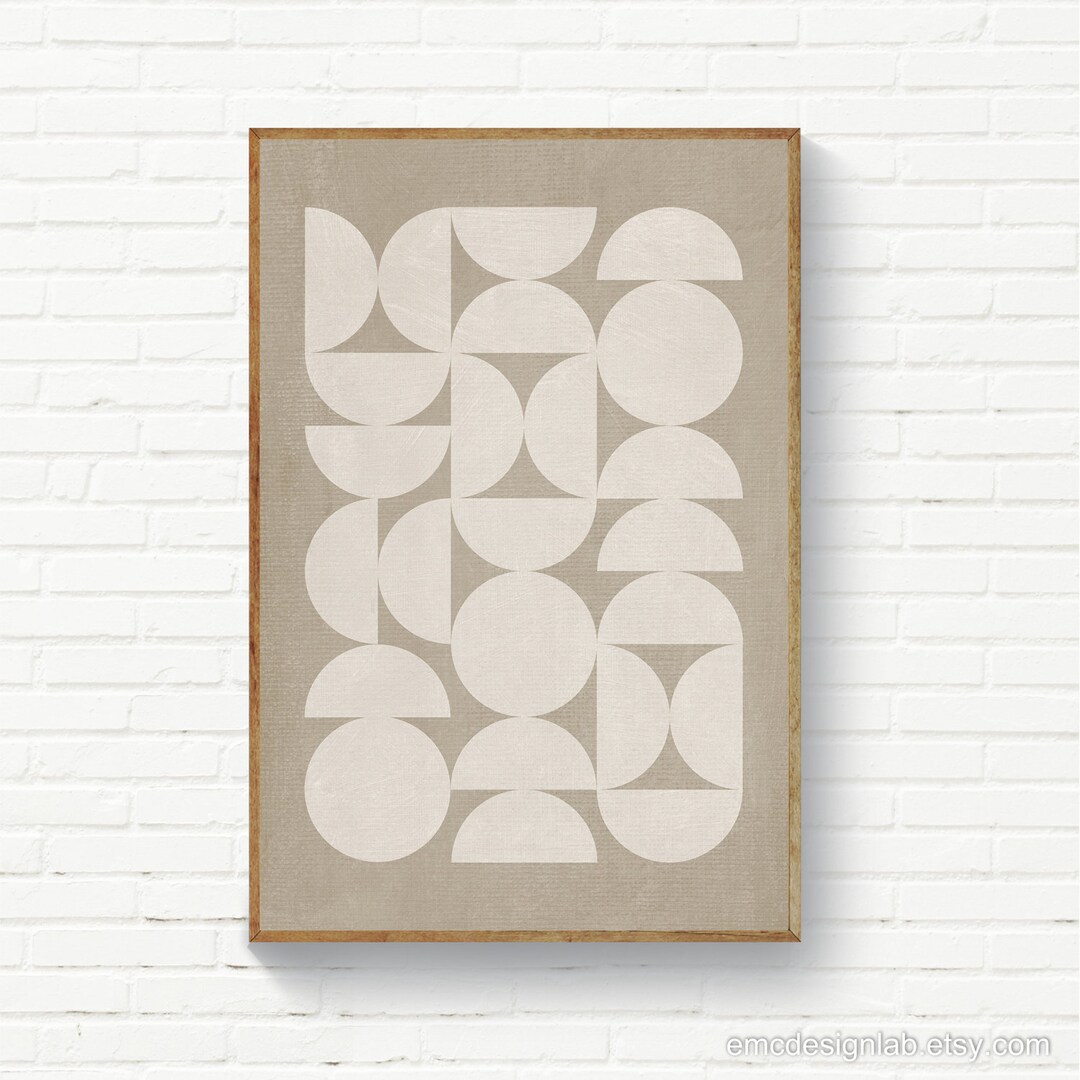 Beige Wall Art Decor, Beige Prints, Midcentury Beige Print, Minimalist ...