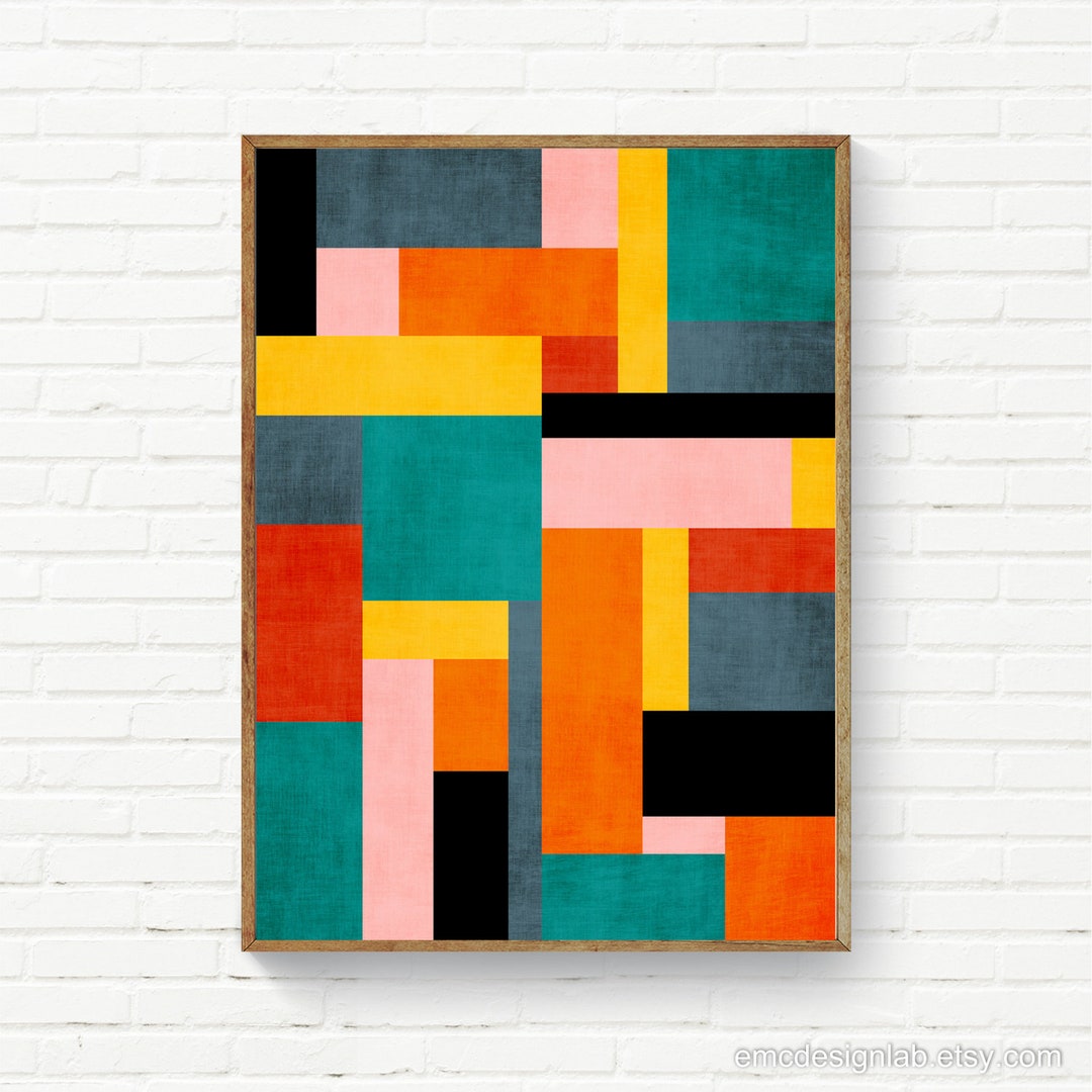 Colorful Bold Art Print, Exclusive Eye Catching Modern Wall Art, Yellow ...