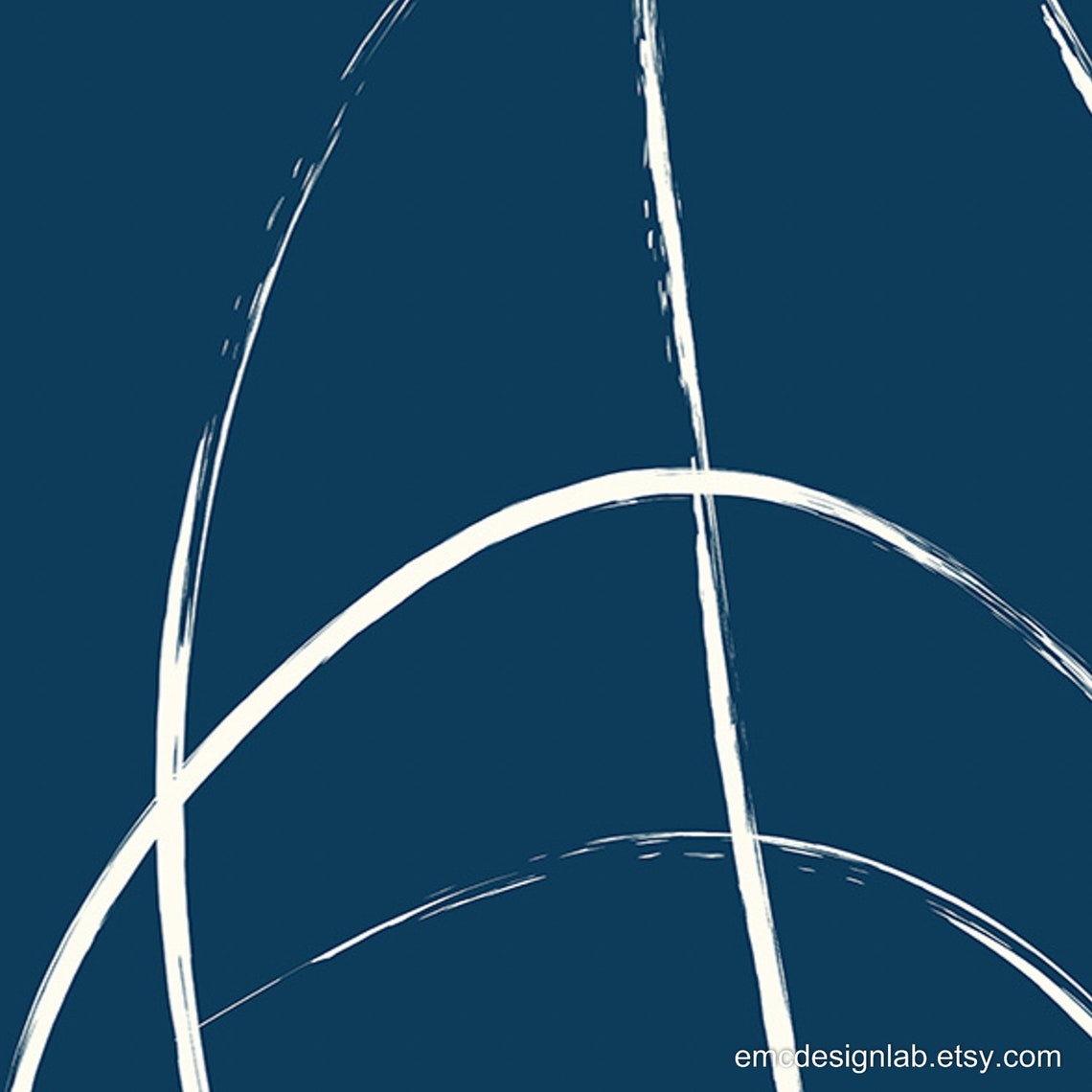 Navy Blue Wall Art Minimalist Line Art Print Blue and White - Etsy