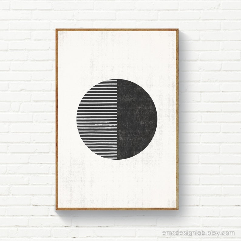 Abstract Minimalist Circle Art Black and White Circle Print - Etsy