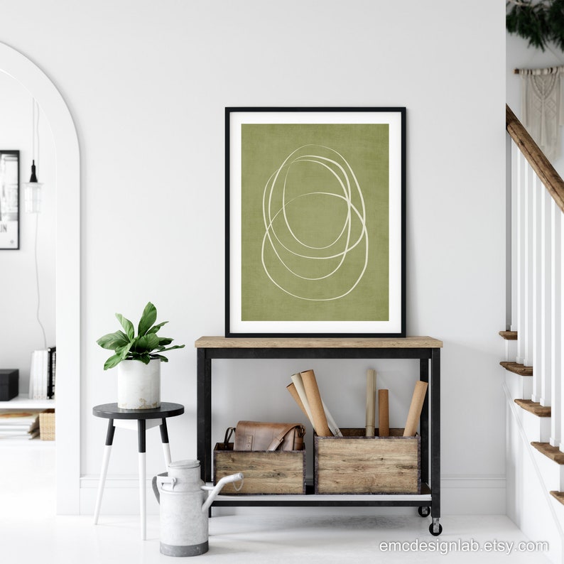 Green White Modern Line Art Minimalist Print / Simple Elegant - Etsy