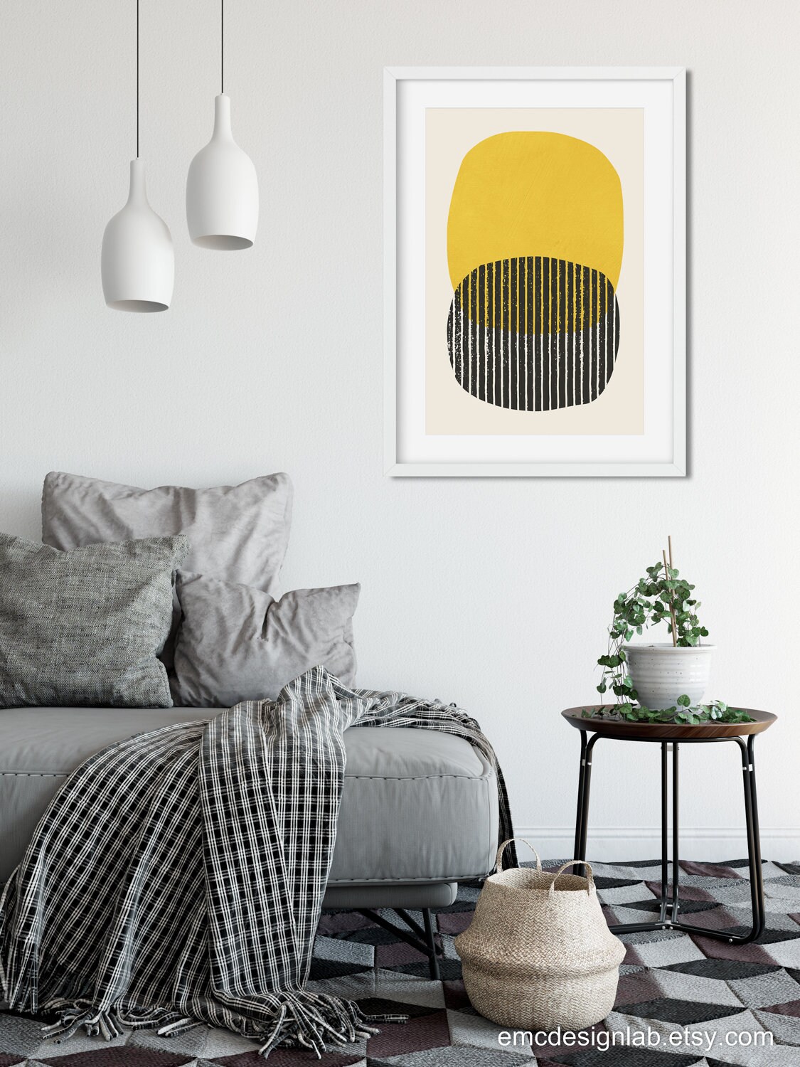 Mid-century Modern Yellow Wall Art, Mustard, Saffron, Original Poster ...