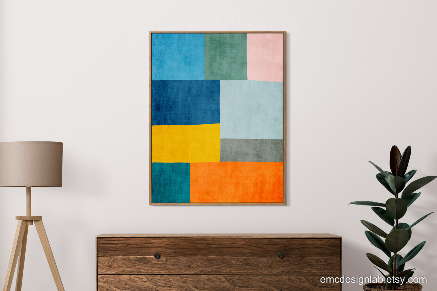 Modern Color Block Wall Art, Minimalist Abstract Art, Simple Colorful ...