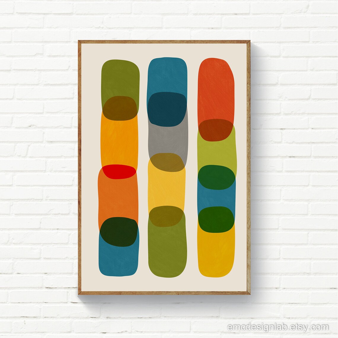 MCM Colorful Print Original Wall Art Modern Abstract Modern - Etsy