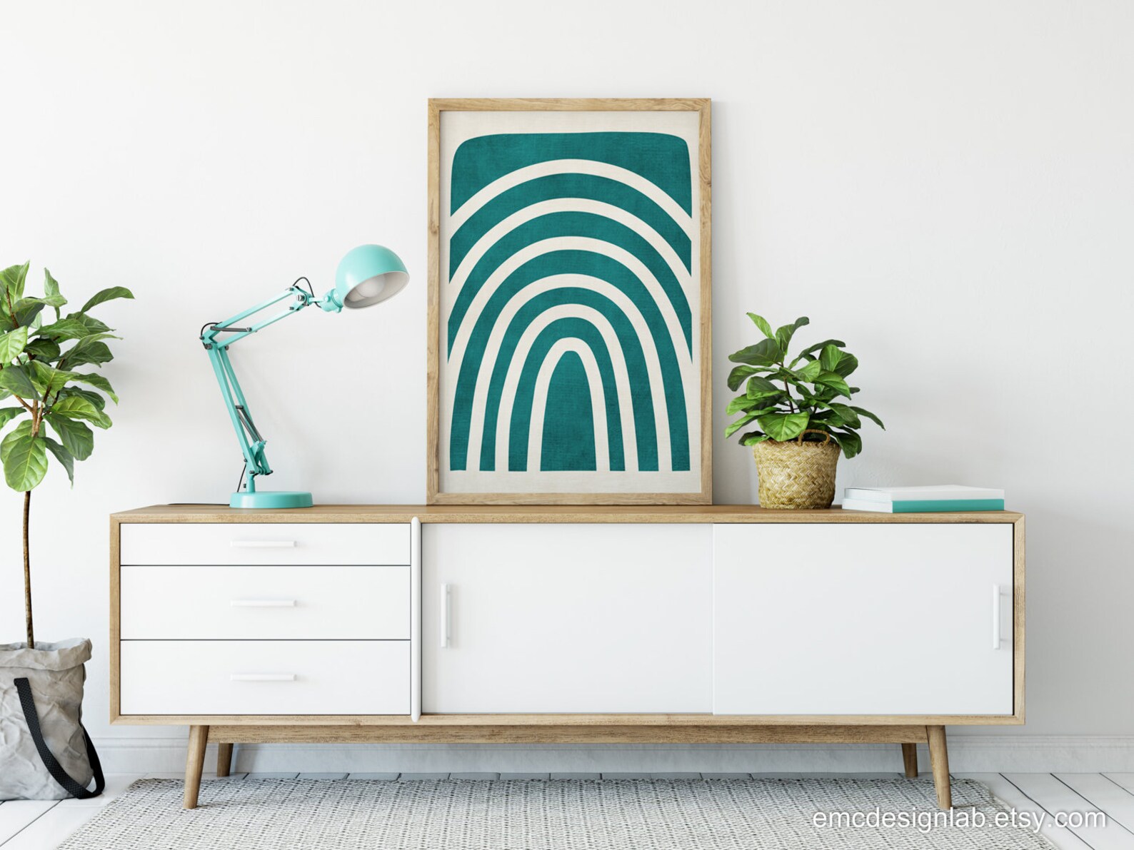 Teal Modern Wall Art Print / Teal Minimalist Poster / Minimal - Etsy