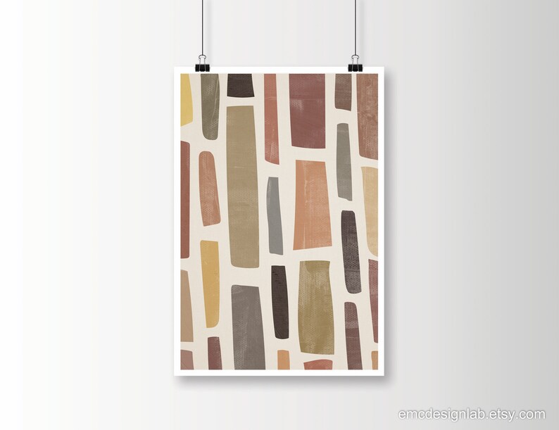 Rectangular Abstract Wall Art Rectangular Organic Shapes | Etsy