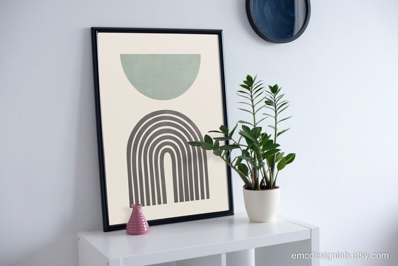 Minimalist Rainbow Wall Art Light Blue/green Semicircle Gray - Etsy