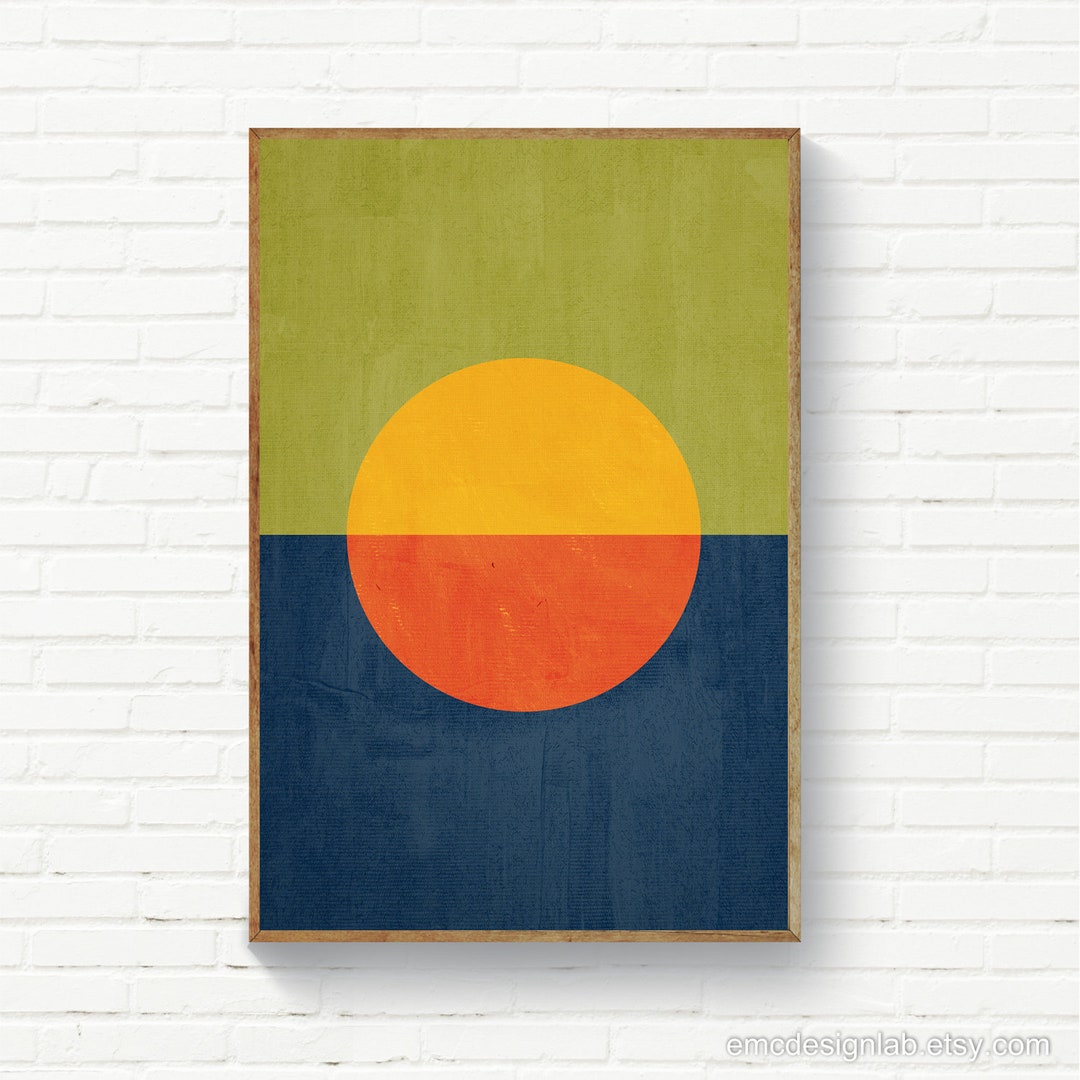 Abstract Modern Circle Art, Abstract Sun, Minimalist Circles Wall Art ...