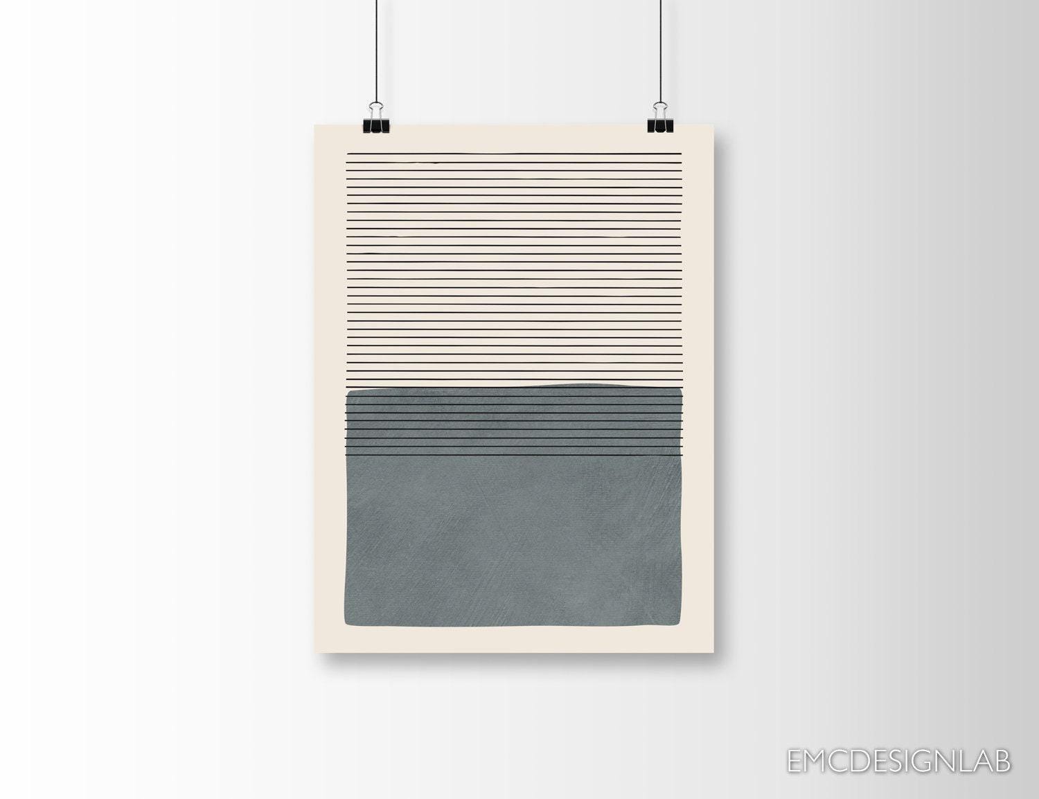 Gray Color Block Wall Art, Minimalist Lines Art Print, Gray Wall Art ...
