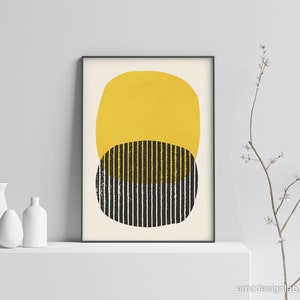 Mid-century Modern Yellow Wall Art, Mustard, Saffron, Original Poster ...