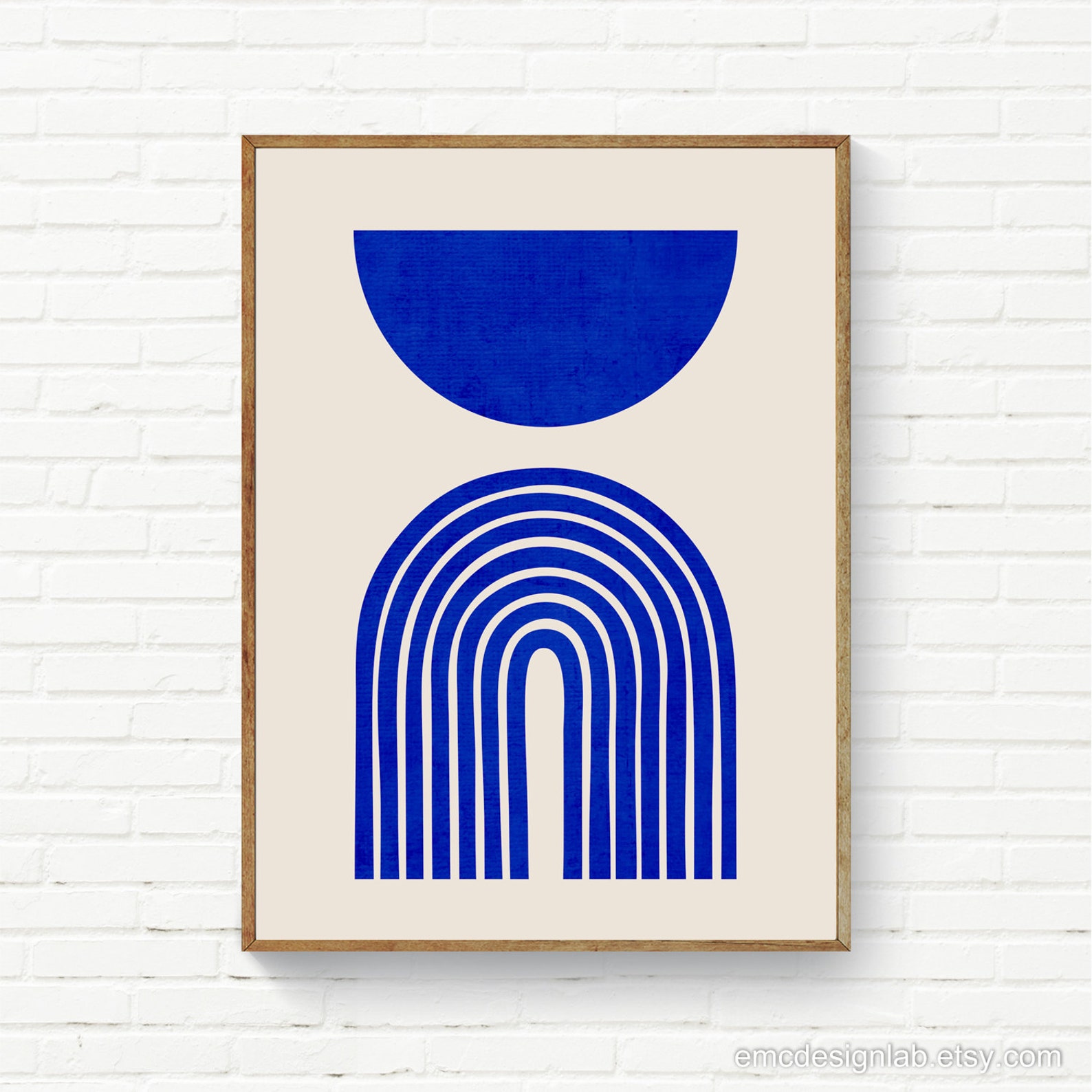 Blue Wall Art Minimalist Arches & Semicircle Print Electric | Etsy