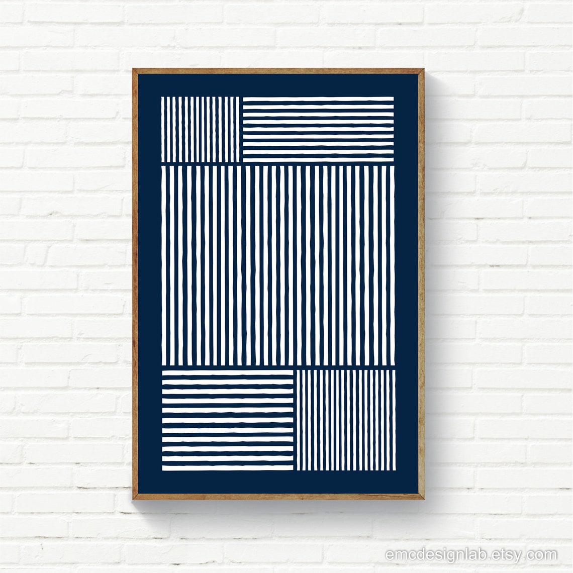 Navy Blue Print Stripes Wall Art White Stripes on Navy - Etsy