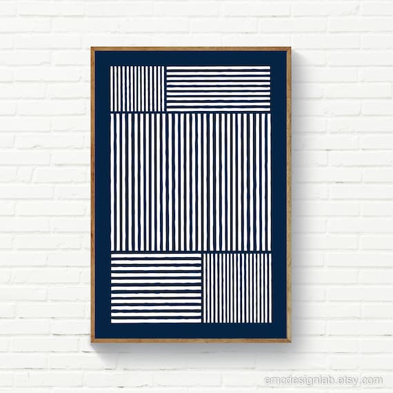 Fondo De Rayas Azul Marino Impresión Azul Marino, Arte De Pared Con