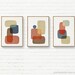 Mid Century Modern Set of 3 Wall Art, Abstract Shapes Beige Navy Rust ...