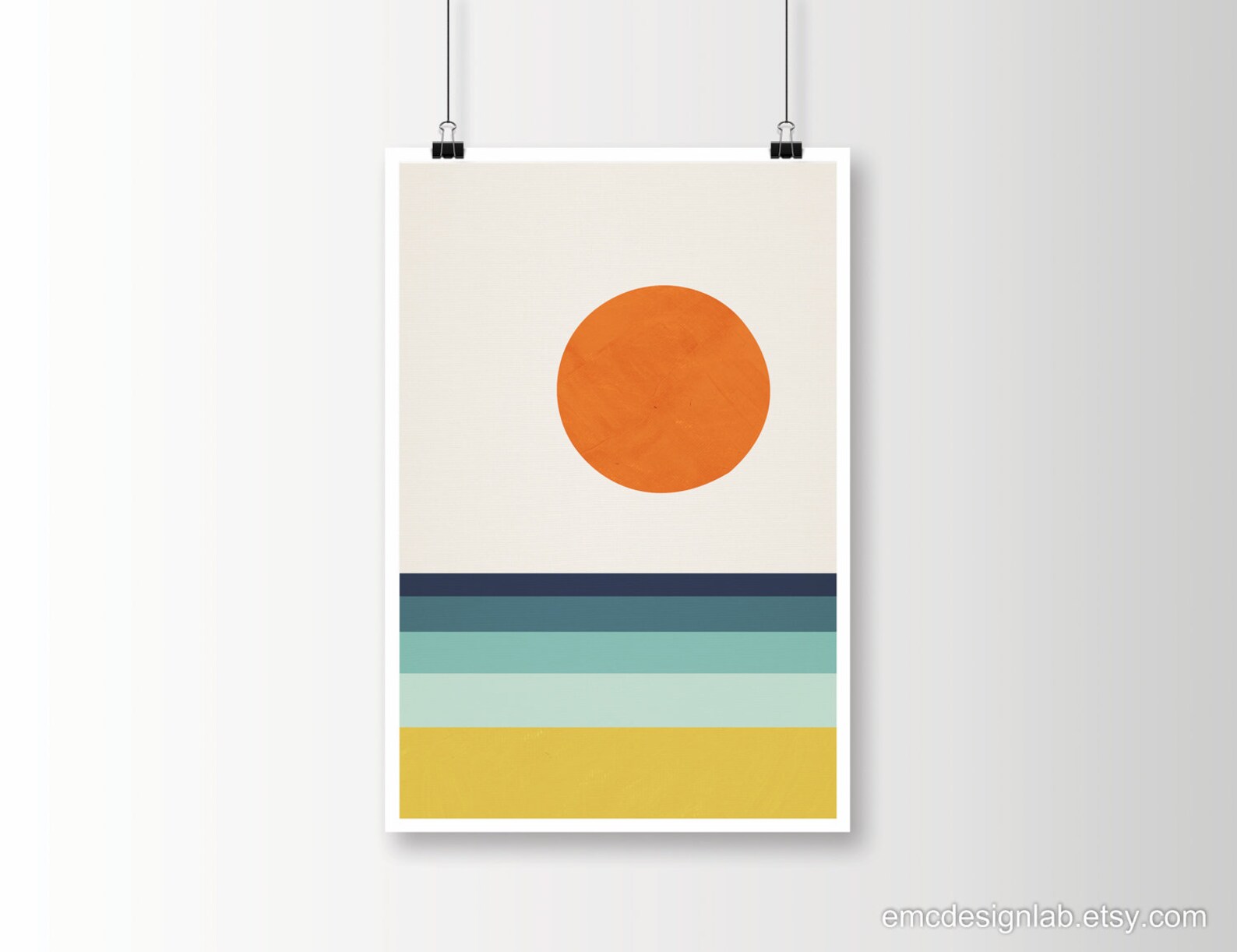 Geometric Abstract Landscape Beach Sea Sun Abstract | Etsy