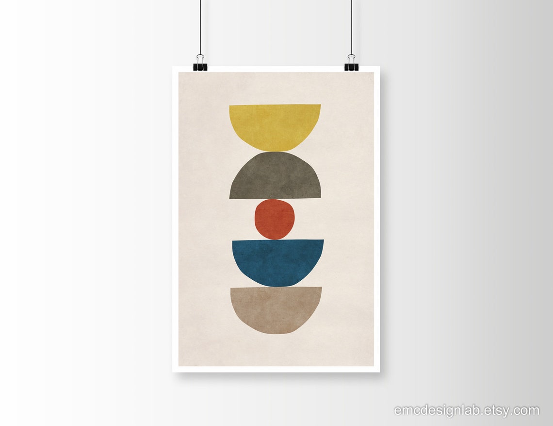 Mid Century Modern Living Room Print Abstract Half Moon - Etsy