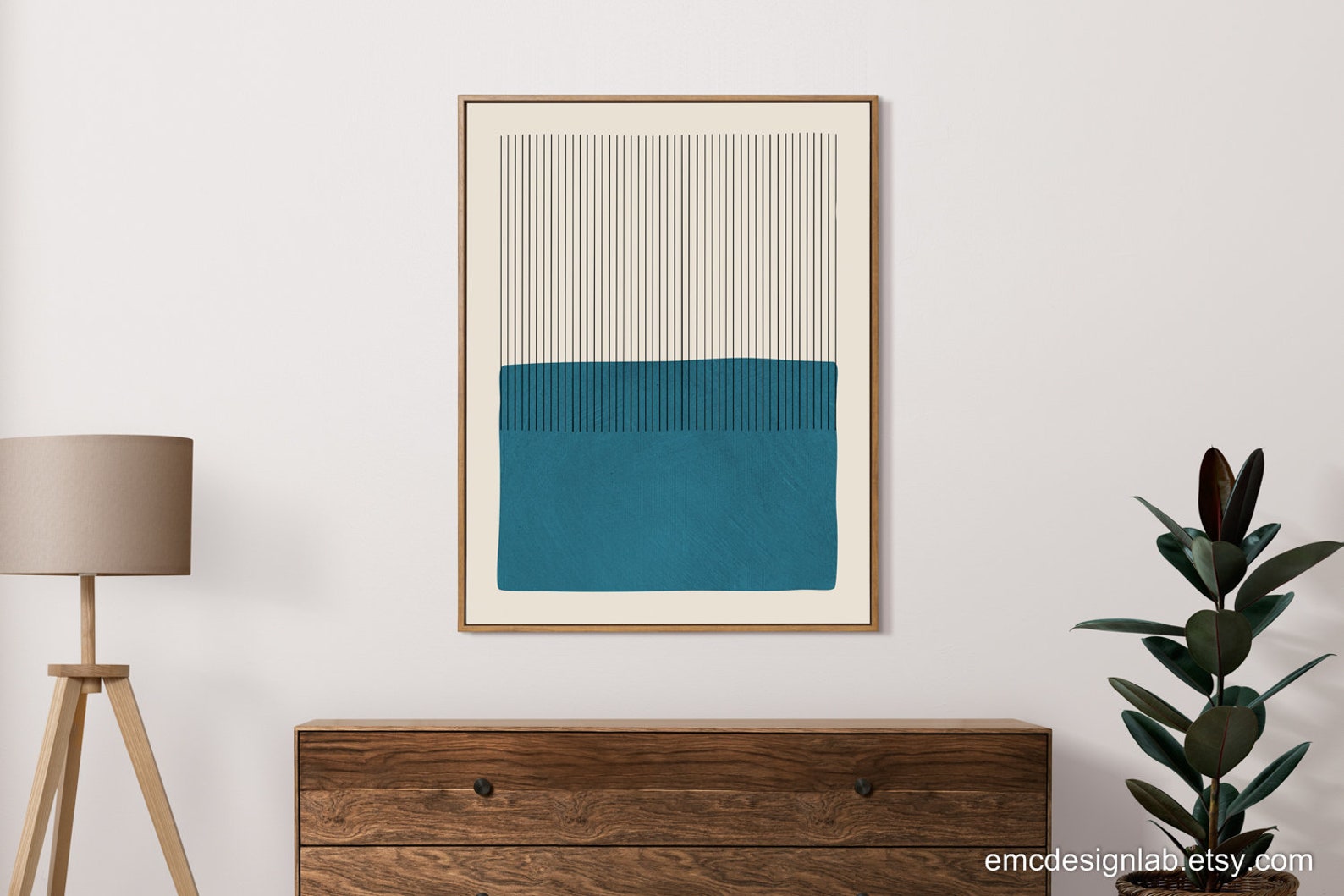 Teal Wall Art Print Vertical Lines Color Block Modern Minimalist Wall ...