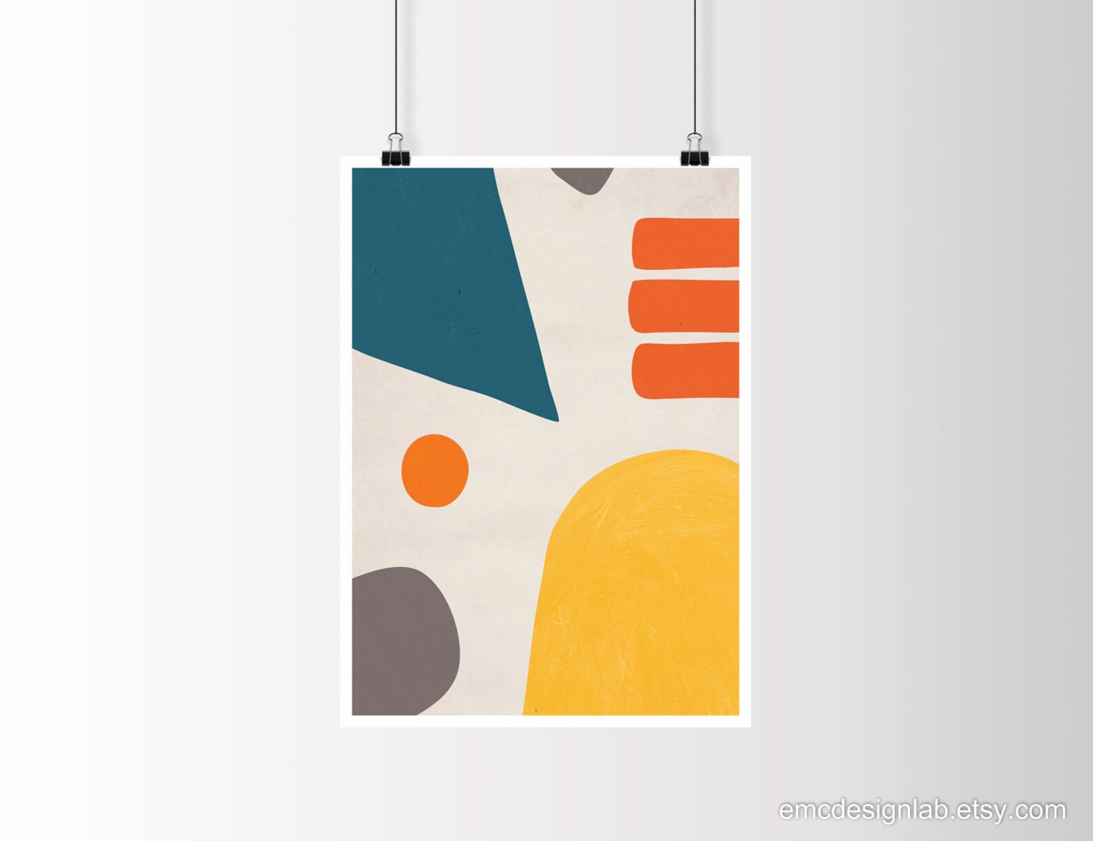 Abstract Geometric Midcentury Wall Art, Modern Art, Trendy Colors Wall ...