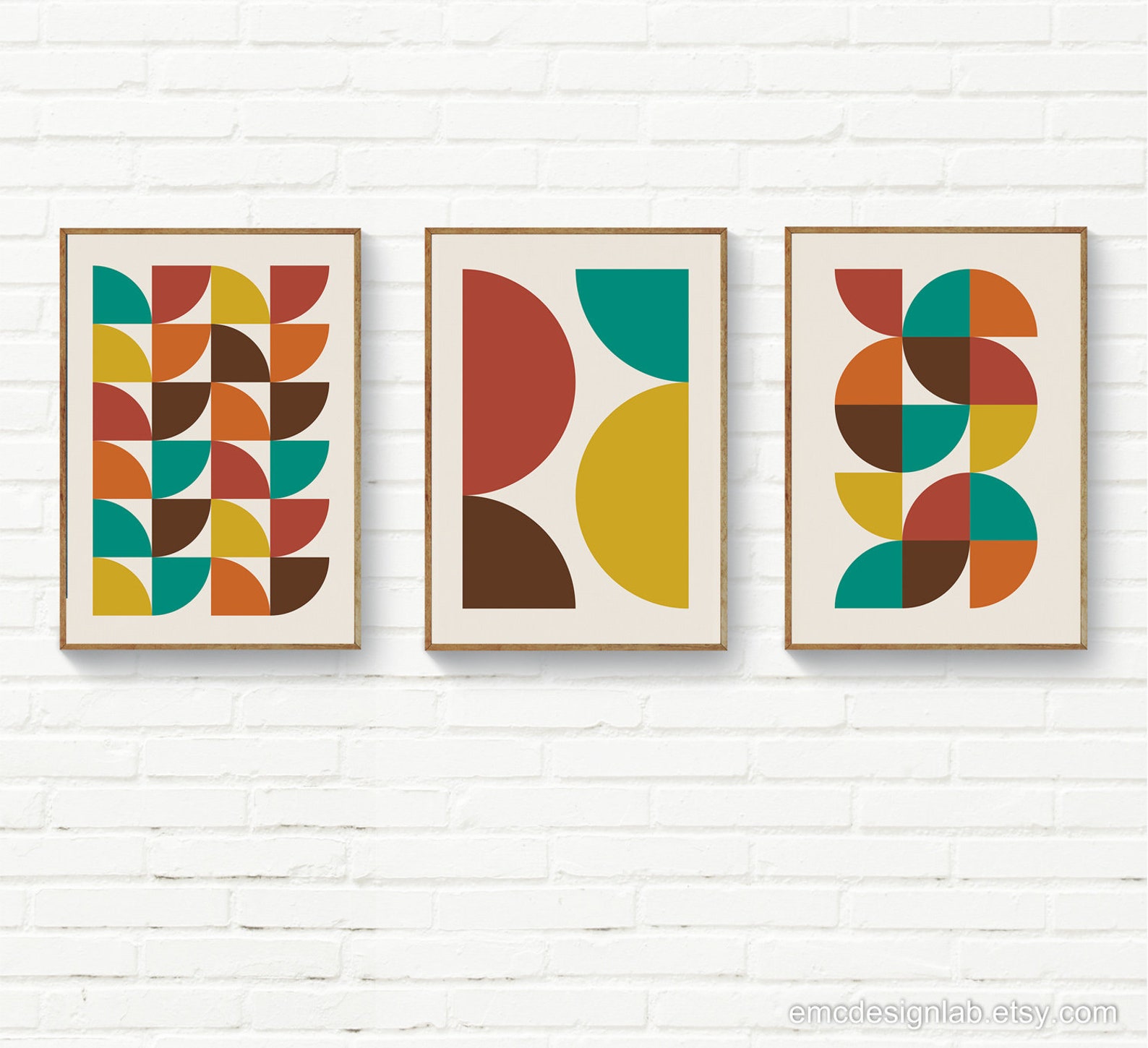 Mid Century Modern Circles Geometric Modern Colorful Artwork - Etsy