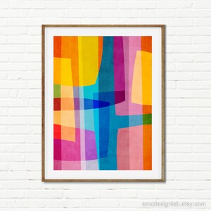Modern Colorful Bright Abstract Art Print Vibrant Multicolored Wall Art ...