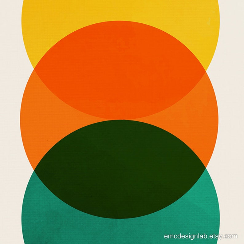 Mid Century Modern Circle Art Scandinavian Circle Art Yellow - Etsy