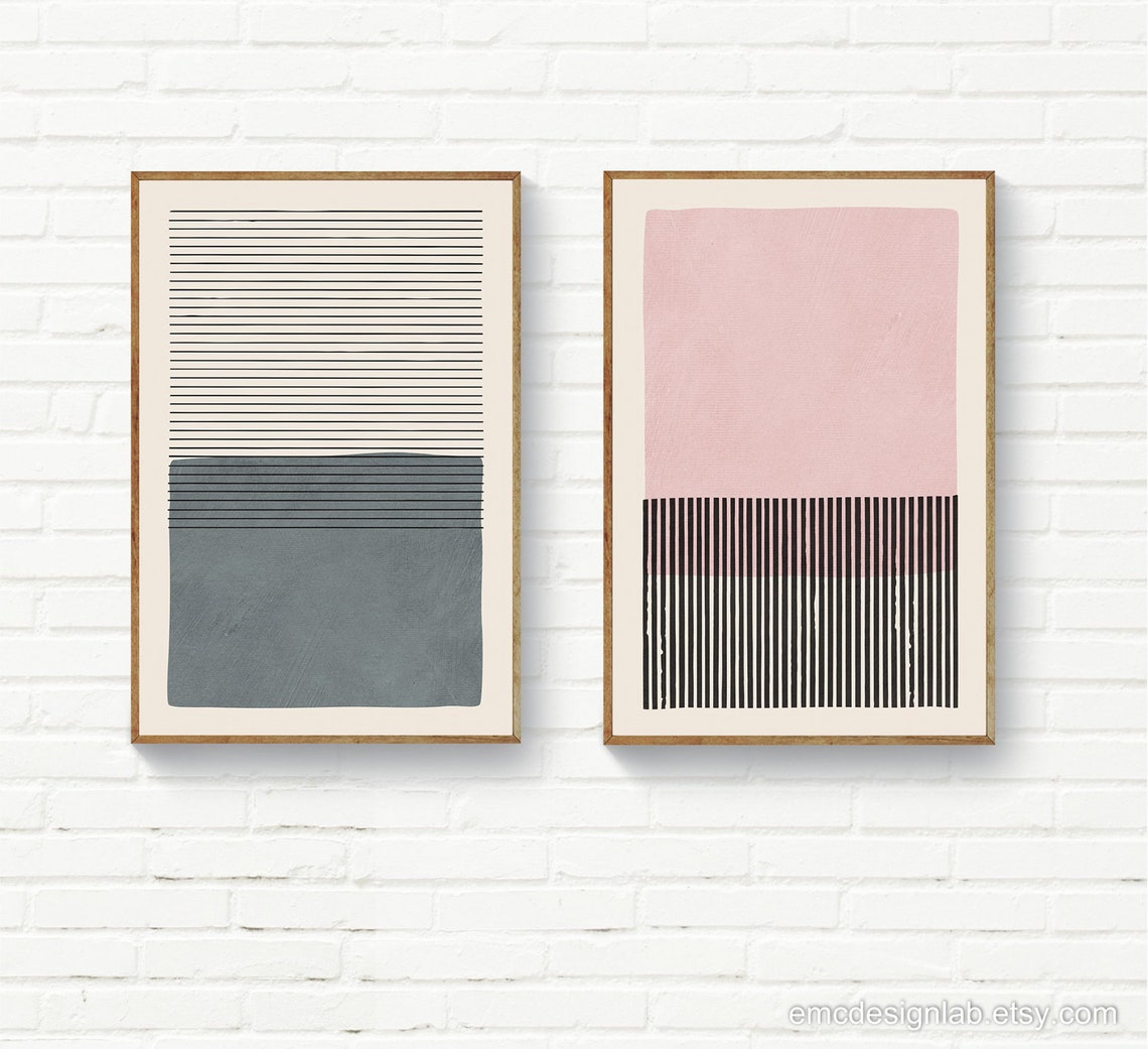 Gray Color Block Wall Art Minimalist Lines Print Gray Wall | Etsy