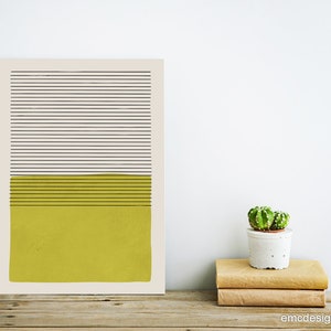 Chartreuse Green Minimal Art Print, Black Lines Color Block Chartreuse ...