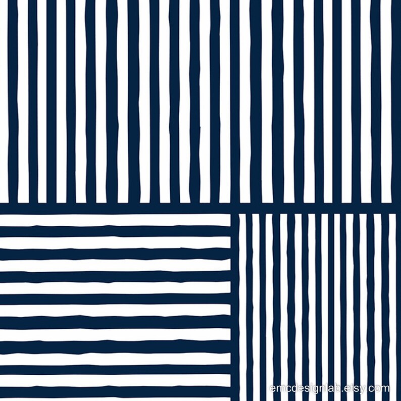 Navy Blue Print Stripes Wall Art White Stripes on Navy - Etsy