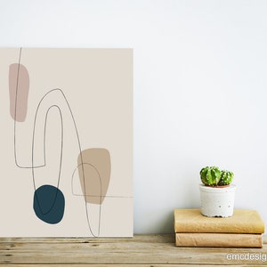 Beige Abstract Line Art Minimal Line Art Simple Wall Art - Etsy