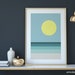 Abstract Geometric Landscape, Shore Sun Sea Beach Pastel Abstract ...
