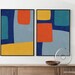 Yellow Blue Orange Teal Mid-century Modern Abstract Print for Modern ...