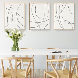 Minimalist Line Art Wall Art Set of 3, Black & White Minimal Print Set ...
