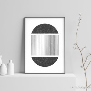 Minimalist Digital Woodblock Print, Black & White Print, Geometric ...