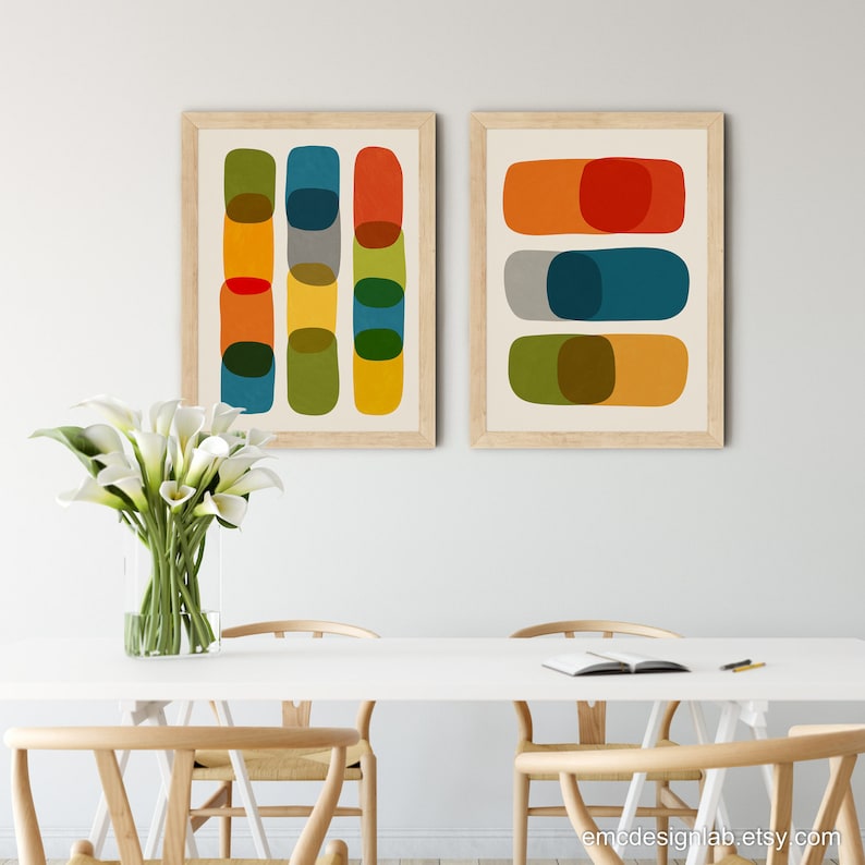 MCM Colorful Print Original Wall Art Modern Abstract Modern - Etsy