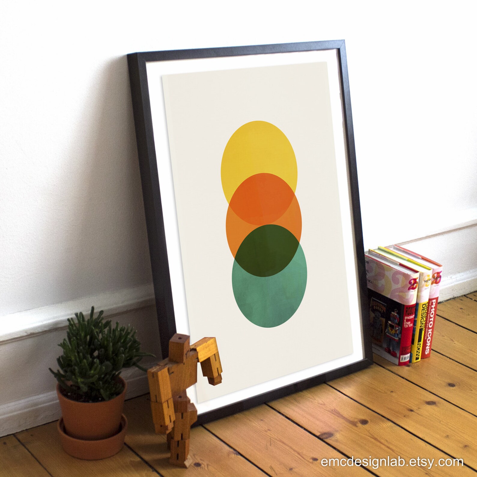 Mid Century Modern Circle Art Scandinavian Circle Art Yellow - Etsy