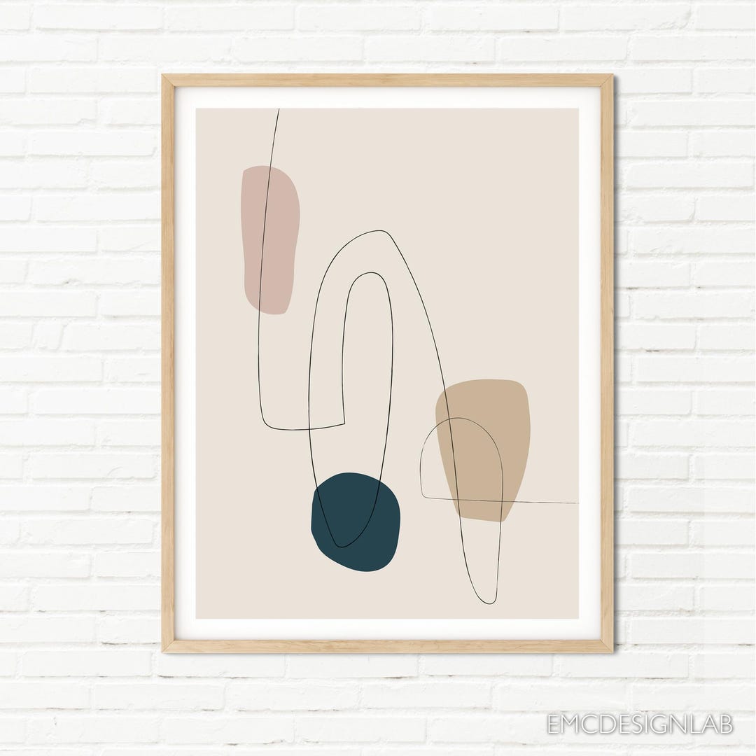 Beige Abstract Line Art, Minimal Line Art, Simple Wall Art, Beige Blush ...