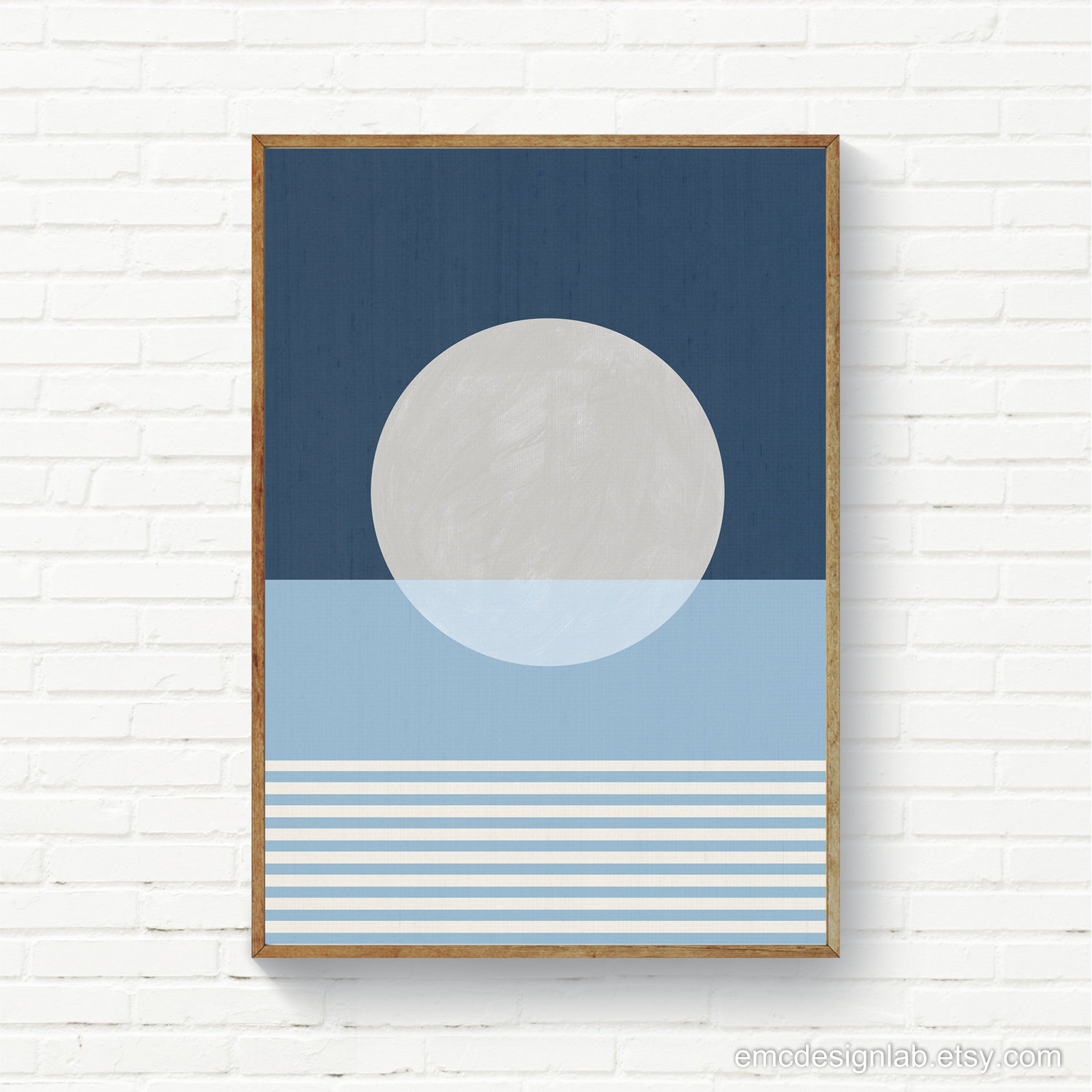 Abstract Geometric Landscape Circle Sun Art Moon Wall Art - Etsy