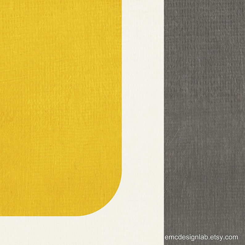 Original Abstract Print in Gray & Mustard Color Modern - Etsy