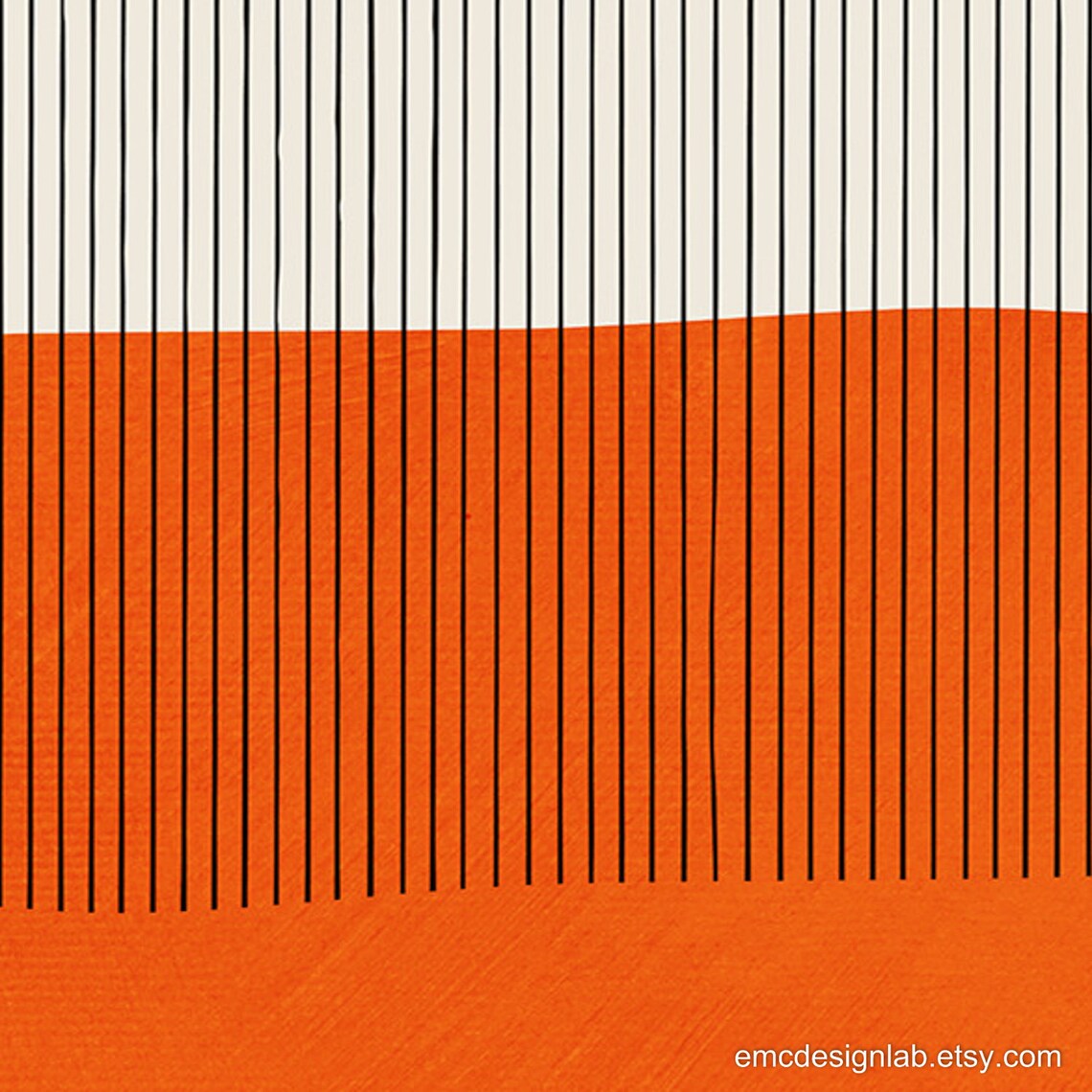 Minimalist Orange & Black Lines Print Orange Stripes Wall - Etsy