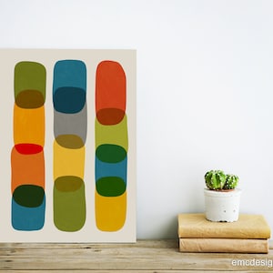 MCM Colorful Print, Original Wall Art Modern Abstract, Modern Wall Art ...