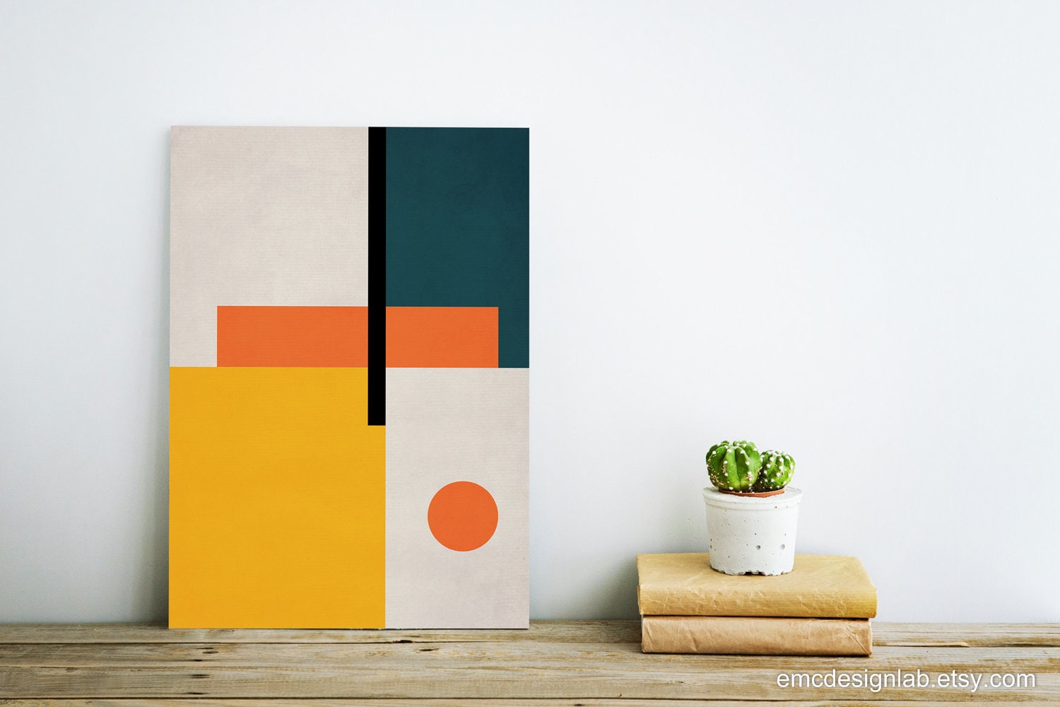 Abstract Mid Century Wall Art Abstract Geometric Yellow | Etsy