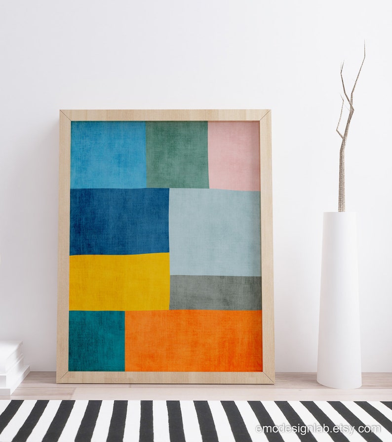 Modern Color Block Wall Art, Minimalist Abstract Art, Simple Colorful ...